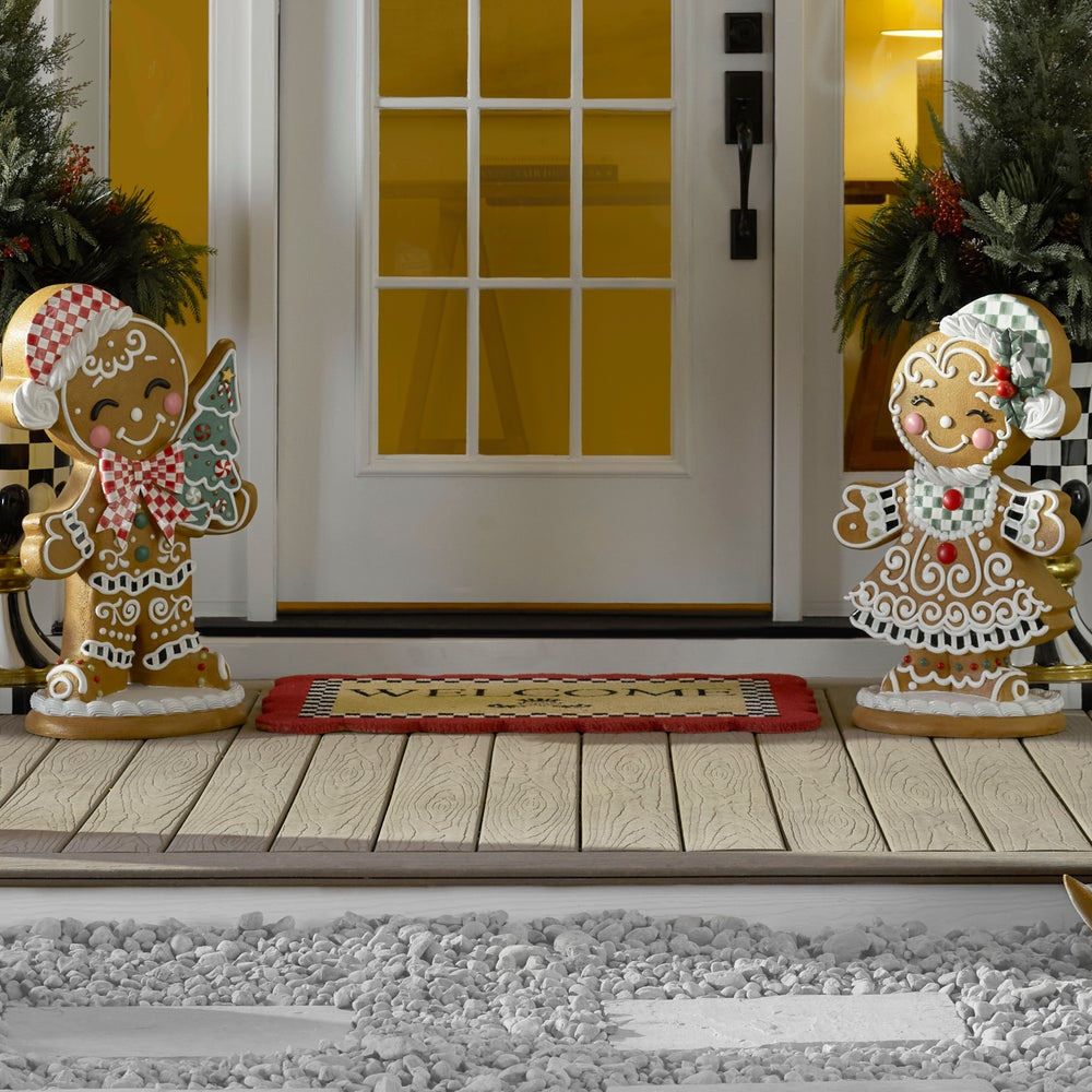 Red Scalloped Welcome Entrance Mat MacKenzie-Childs – |VESIMI Design|