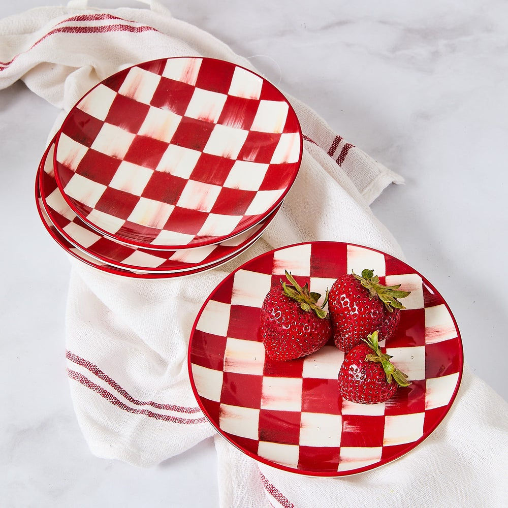 Cherry Check Appetizer Plates, Set of 4 by MacKenzie-Childs – |VESIMI ...