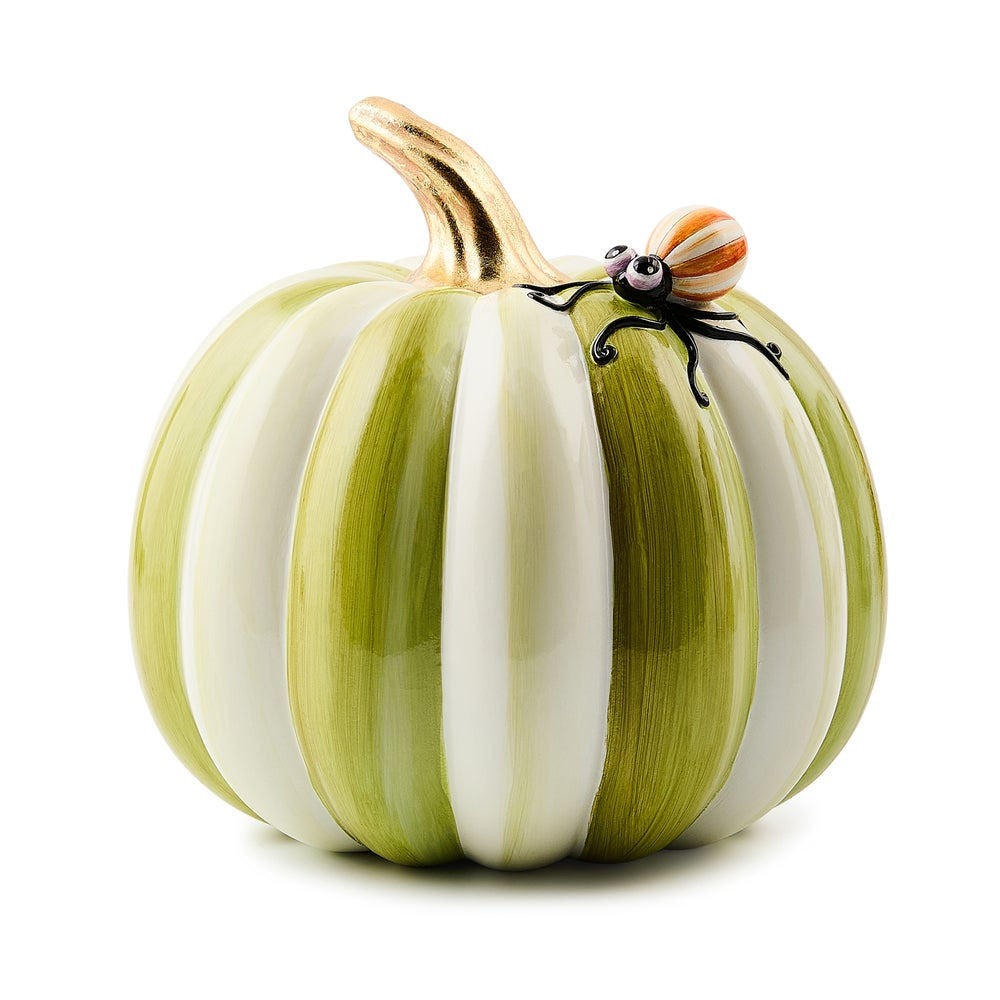 Fergal's Friend Spider on Small Moss Stripe Pumpkin – |VESIMI Design|