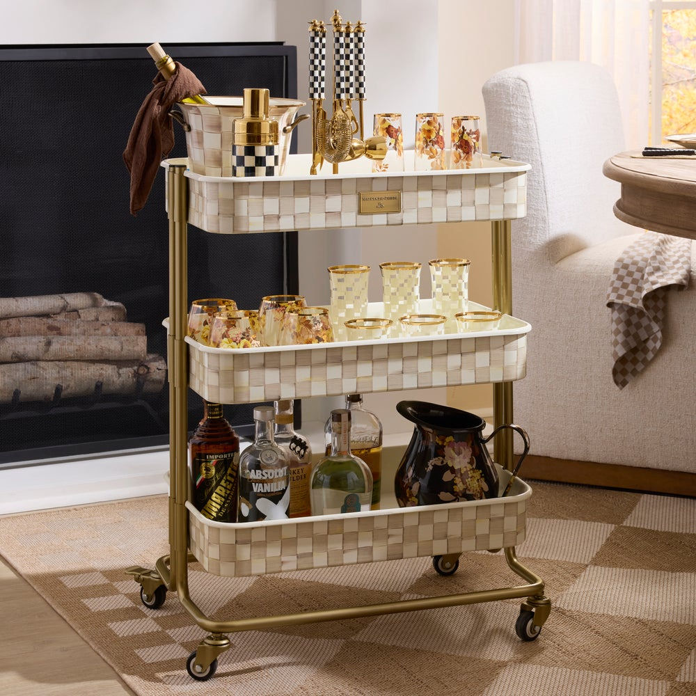 Mackenzie-Childs Mocha Check 3-Tier Kitchen Cart – |VESIMI Design|