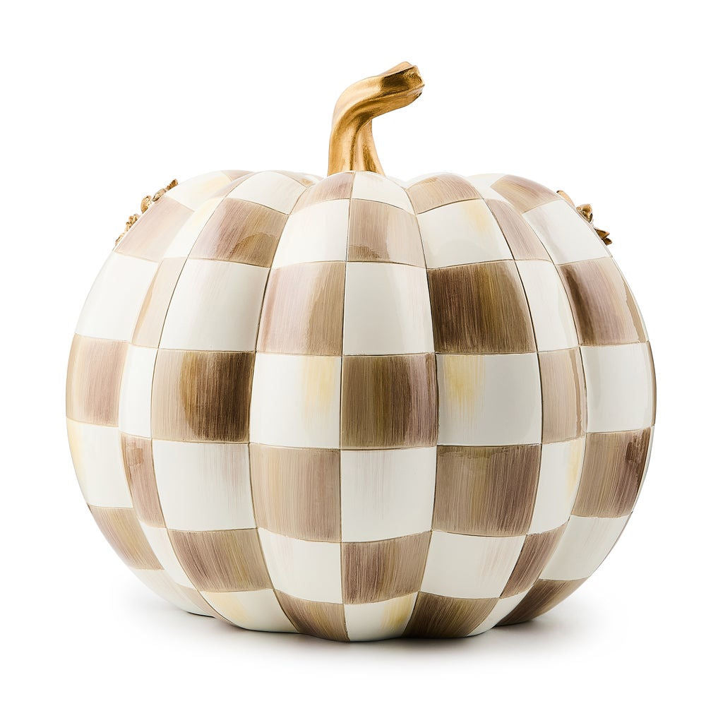 Mocha Check Floral Garland Pumpkin by MacKenzie-Childs – |VESIMI Design|