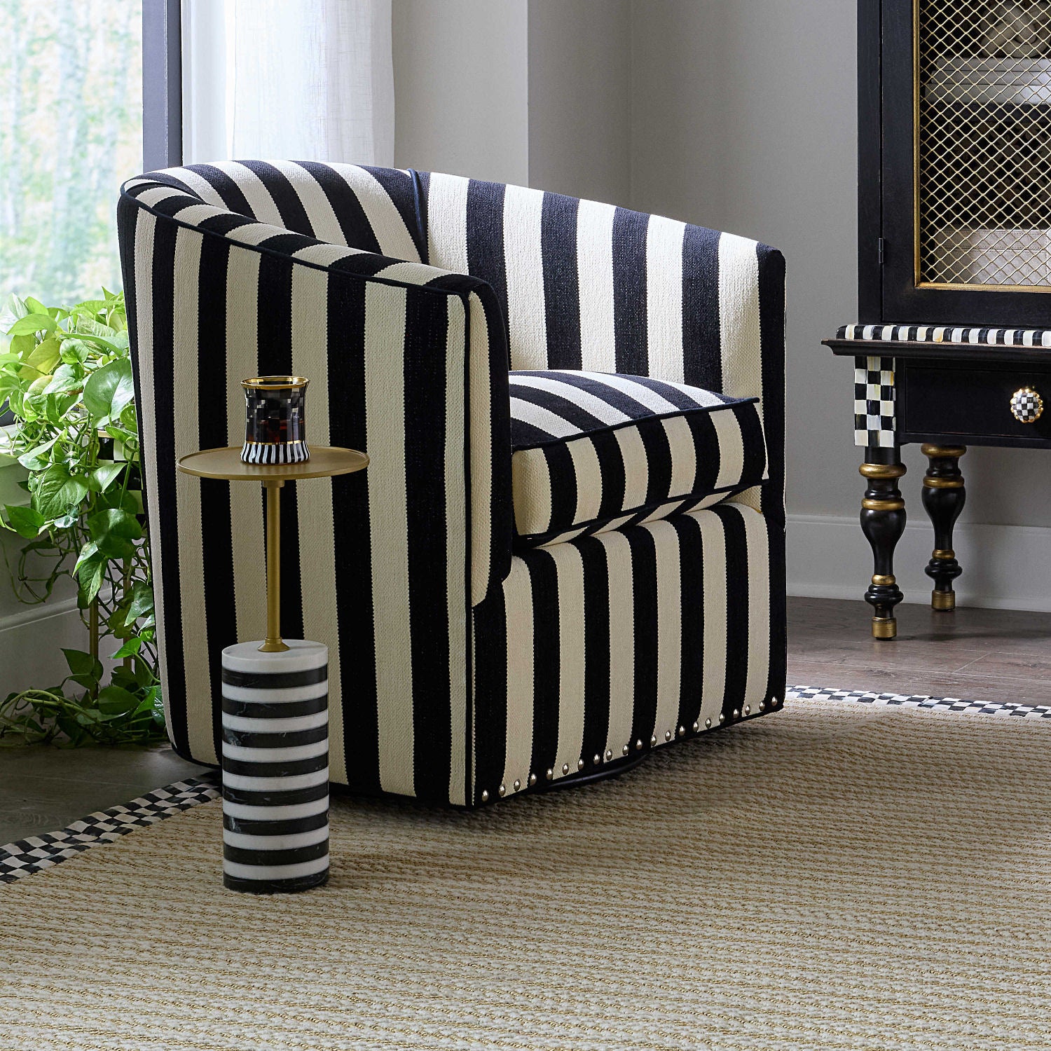 MacKenzie-Childs Priorities Round Stripe Side Table – |VESIMI Design ...