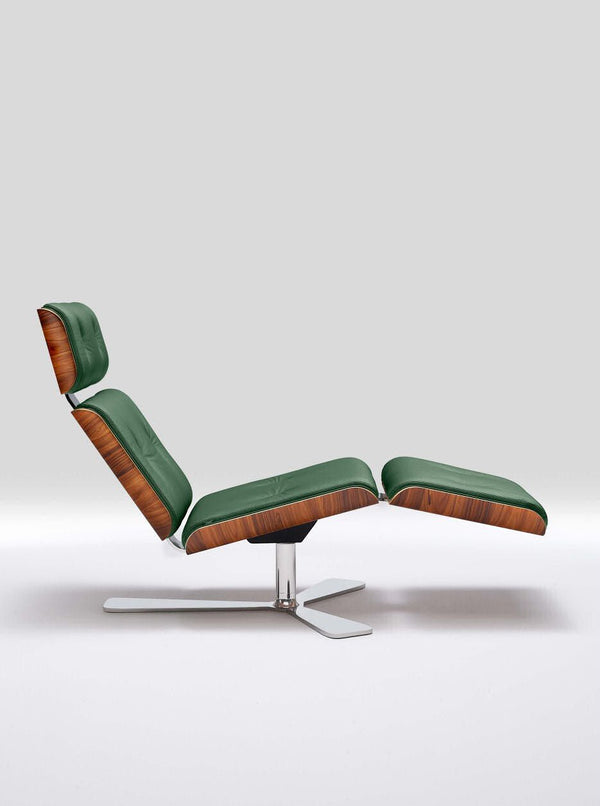 Chaise Longue Chrome / Green Genuine Italian Leather – |VESIMI Design|